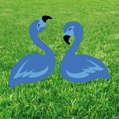 13 1/2" x 20" Blue Flamingo Flock Plastic Yard Signs Set - 2 Pc ...