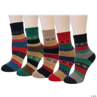 Wrapables Women'S Thick Winter Warm Wool Socks (Set Of 5), Snowflakes ...