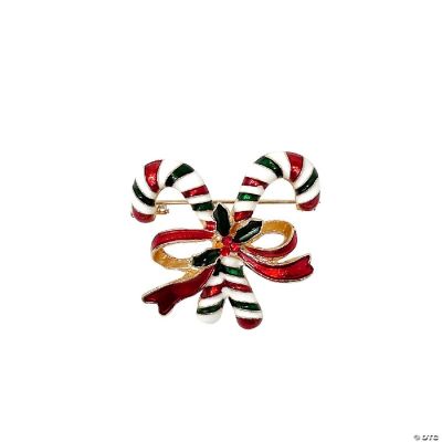 Wrapables Christmas Crystal Rhinestone Brooch Pin, Candy Canes | Oriental Trading