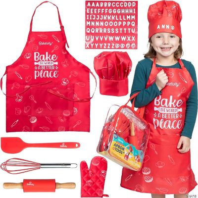 Baketivity Kids Chef Hat And Apron Set for Young Chefs, Premium ...
