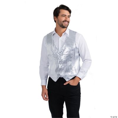 Silver Sequin Vest - Adults Size L | Oriental Trading