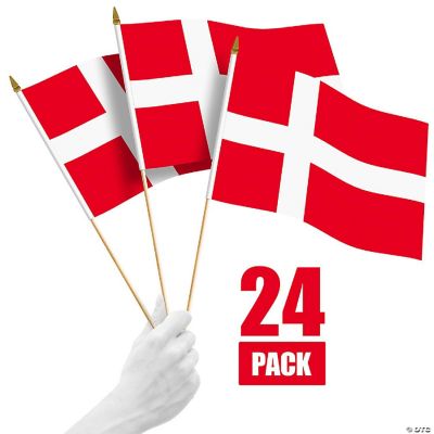 G128 12X18In 24Pk Denmark Printed 150D Polyester Handheld Stick Flag ...