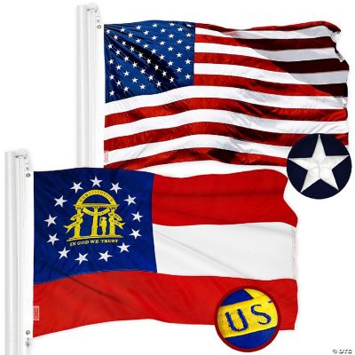 G128 2X3Ft Combo Usa & Georgia Embroidered 210D Polyester Flag ...