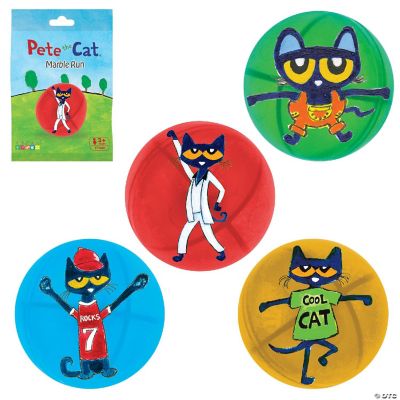 PicassoTiles 4 PC Pete the Cat Themed Character Marbles for Marble Run ...