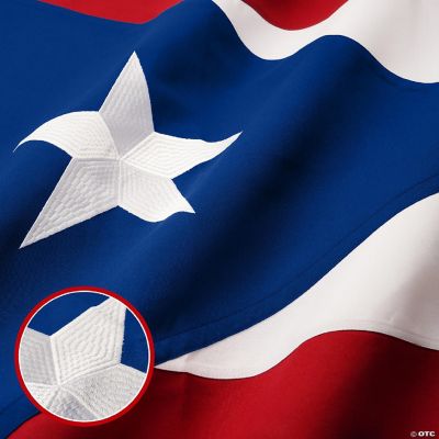 G128 1X1.5Ft 1Pk Puerto Rico Embroidered 220Gsm Spun Polyester Flag ...