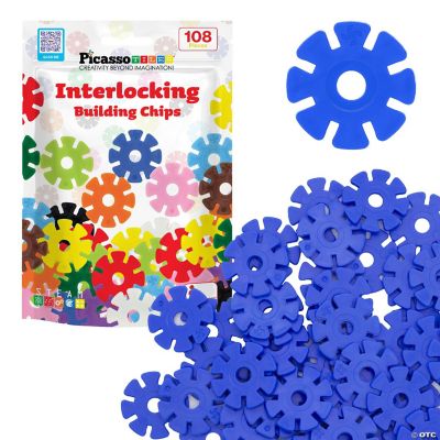PicassoTiles 108 PC Blue Interlocking Plastic Disc, Building Chip ...