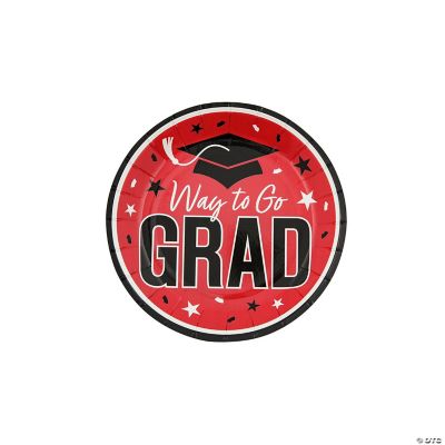 7 1/4" Way to Go Grad Disposable Paper Dessert Plates - 25 Ct ...