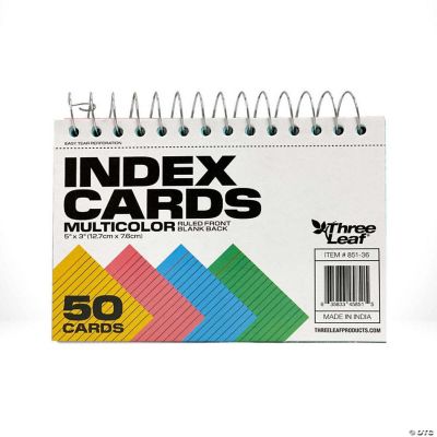 Three Leaf 50 Ct. 3 X 5, Spiral Bound Ruled Color Index Card, Pack of ...