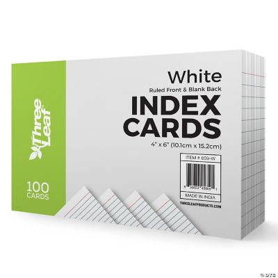 Three Leaf 100 Ct, 4 X 6, Index Cards Ruled, White, Pack of 40 ...