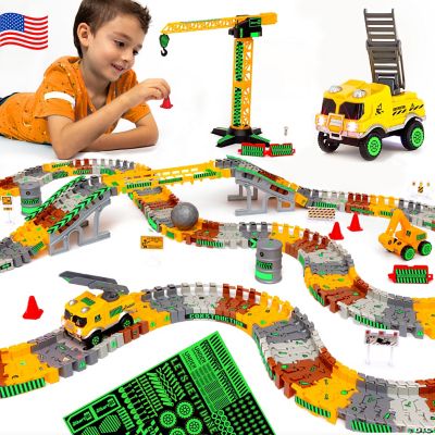 JitteryGit Construction Toy Track Car Glow in the Dark Set, Christmas ...