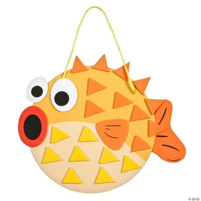 10" x 9 1/2" Orange Puffer Fish Sign Foam Craft Kit - Makes 12
