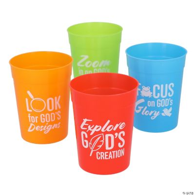 4" 10 oz. Zoom In VBS Bright Color Reusable BPA-Free Plastic Cups - 12 ...