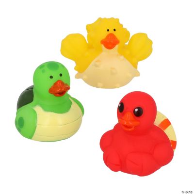 2" Sea Creature Turtle, Crab & Puffer Fish Rubber Duck Toys - 12 Pc.