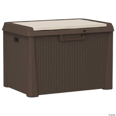 vidaXL Patio Storage Box with Seat Cushion Brown 33 gal PP