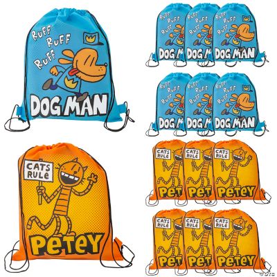 12" x 15" Medium Dog ManTM Characters Dog Man & Petey Drawstring Bags ...