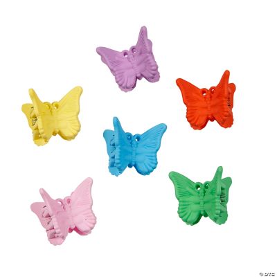 5" Bulk 48 Pc. Bright Color Butterfly Plastic Hair Clips | Oriental Trading