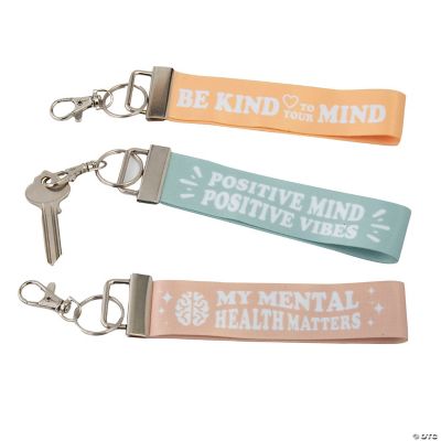 5" x 1 1/4" Mental Health Positive Vibes Nylon Keychains - 12 Pc ...