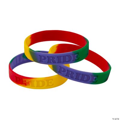 7 1/4" Pride Parade & Event Handout Rainbow Rubber Bracelets - 24 Pc ...
