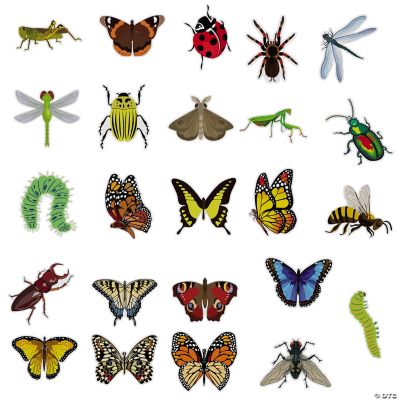2 1/4" – 3 1/4" Bulk 48 Pc. Realistic Bugs & Butterflies Vinyl Sticker ...