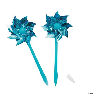 8" Blue Sparkly Plastic Pinwheel Pens – 12 Pc. | Oriental Trading