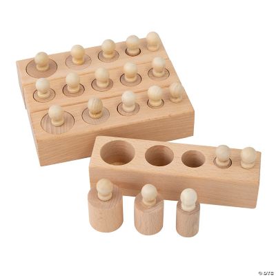 1 3/4" x 6 1/4" Wooden Knobbed Fine Motor Cylinders Set - 4 Pc ...