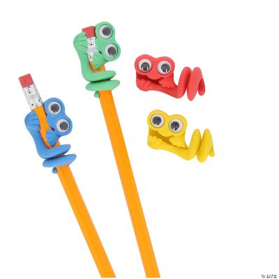 1 1/2" x 1" Bright Color Rubber Googly Eye Pencil Pets - 12 Pc ...