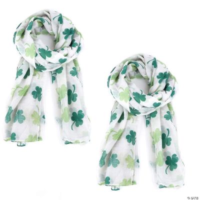 St. Patrick's Day Scarves - White Shamrock Pattern Scarf Set for Women ...