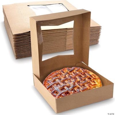 MT Products Brown Pie Boxes - 10" x 10" x 2.5" Bakery Boxes with Window ...