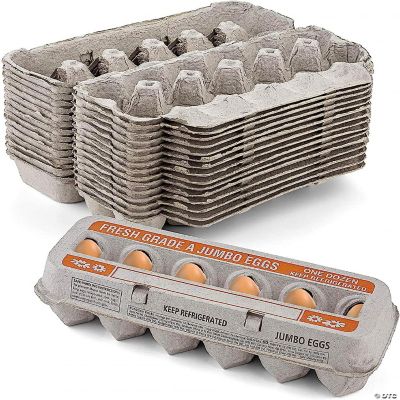 MT Products Printed Natural Pulp Paper Jumbo Egg Cartons Hold Eggs 12 ...