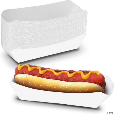 MT Products White Paper Hot Dog Tray - 7" x 2.75" x 1.50" Hot Dog Plate ...