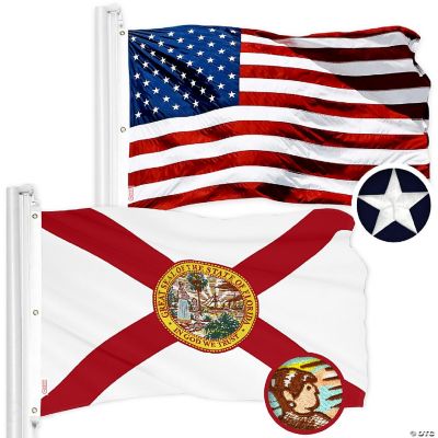 G128 6X10Ft Combo Usa & Florida Embroidered 210D Polyester Flag ...