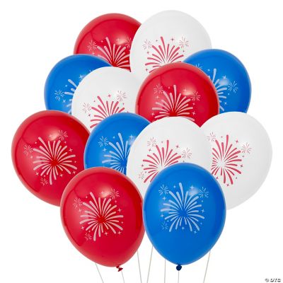Patriotic Red, White & Blue Fireworks Inflatable 11" Latex Balloons ...
