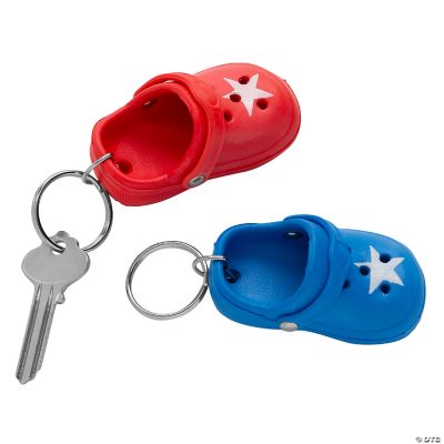 2" Patriotic Slipper Red & Blue Rubber Charm Keychains - 12 Pc ...