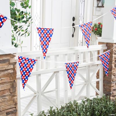 100 ft. x 14" Patriotic Gingham Plastic Pennant Hanging Banner ...