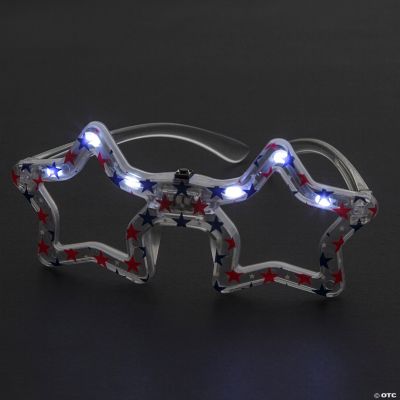 6" Patriotic Red, White & Blue LED Light-Up Star Glasses - 6 Pc.
