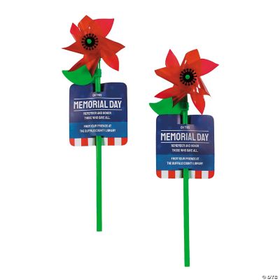 12 1/4" Patriotic Poppy Pinwheels with Personalized Card - 36 Pc ...