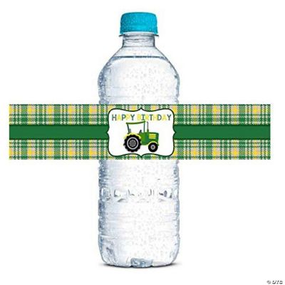 AmandaCreation Green & Yellow Tractor Water Bottle Wrappers 20pc ...