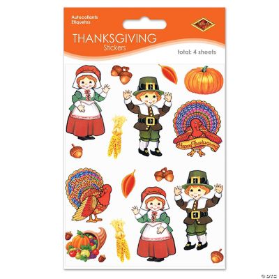 Beistle - Pilgrim & Turkey Stickers - 12 Pack