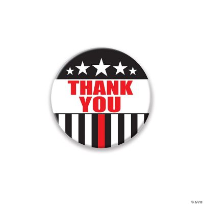 Beistle - Thank You Firefighters Button - Black and Red - 6 Pack