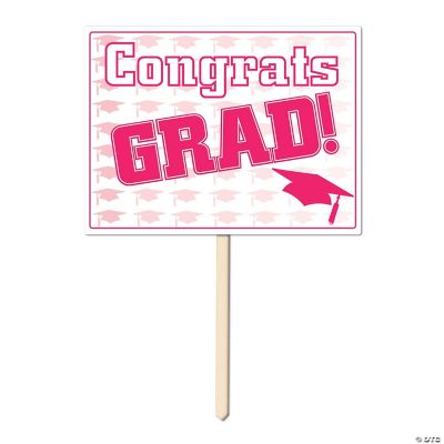 Beistle - Plastic Congrats Grad Yard Sign - Pink - 6 Pack | Oriental ...