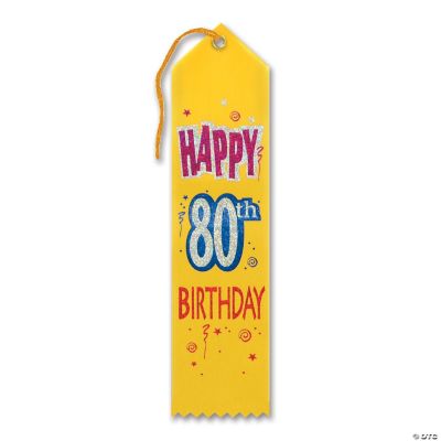 Beistle - Happy "80th" Birthday Award Ribbon - 6 Pack
