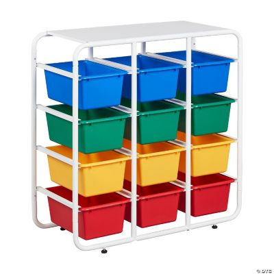 ECR4Kids 4-Tier Storage Rack with 12 Cubby Bins 4x3, Primary | Oriental ...