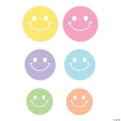 12" – 16" Pastel Smile Face Cardstock Wall Cutouts Set - 6 Pc ...