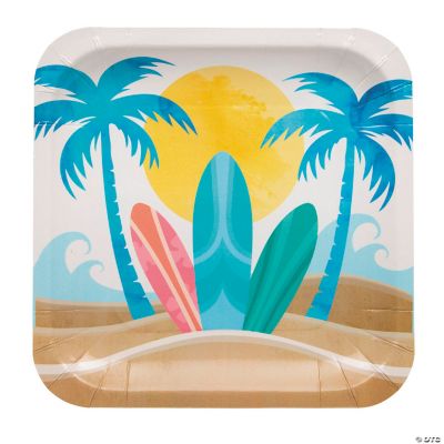 9 1/4" Surf Party Square Disposable Paper Dinner Plates - 8 Ct.