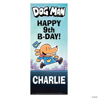 18" x 44" Personalized Dog Man™ Character Vinyl Door Banner | Oriental ...