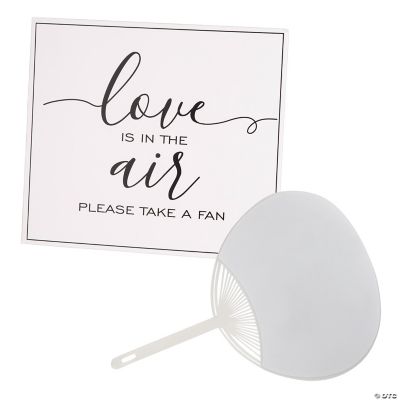 10 1/4" DIY Paper White Hand Fans with Tabletop Sign – 13 Pc ...