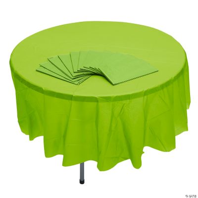 6 Ft. 10" Bulk 12 Pc. Lime Green Round Disposable Plastic Tablecloths ...