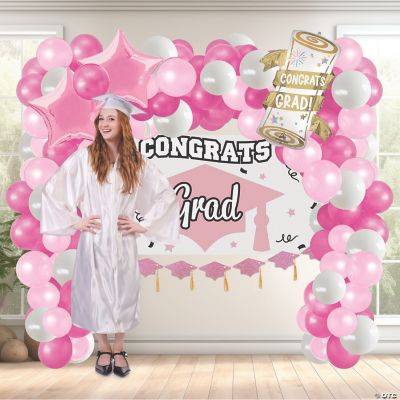 Pink Graduation Balloons & Banner Decorating Kit - 126 Pc. | Oriental ...