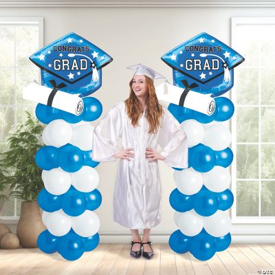 58" Blue Graduation Balloon Columns Decorating Kit - 131 Pc.