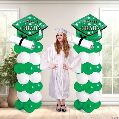 58" Green Graduation Balloon Columns Decorating Kit - 131 Pc.